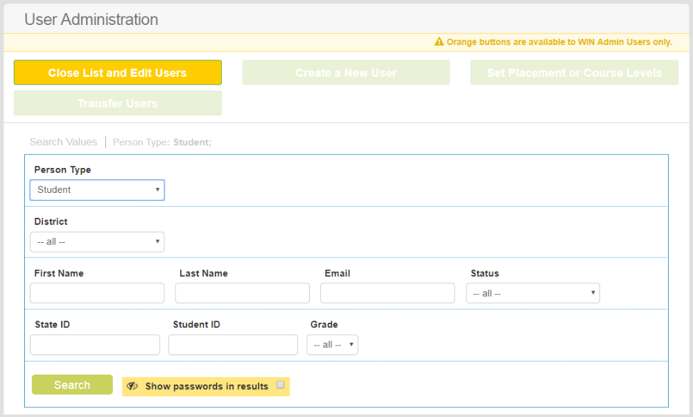 CRS List and Edit Users - WIN Learning Resource Center
